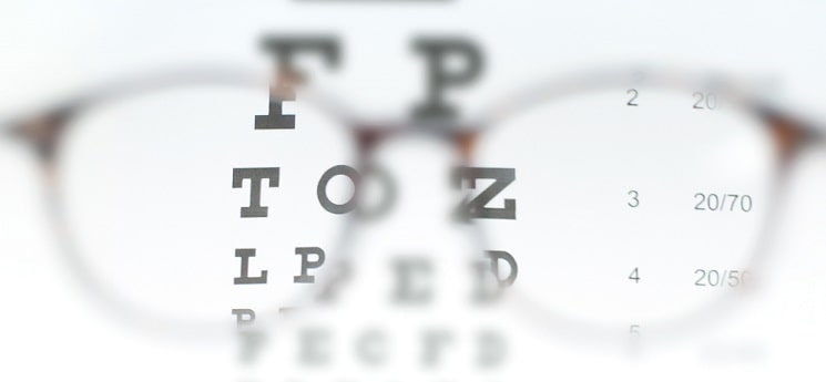 Eye vision test chart seen through eye glasses. - 3M Inside Angle